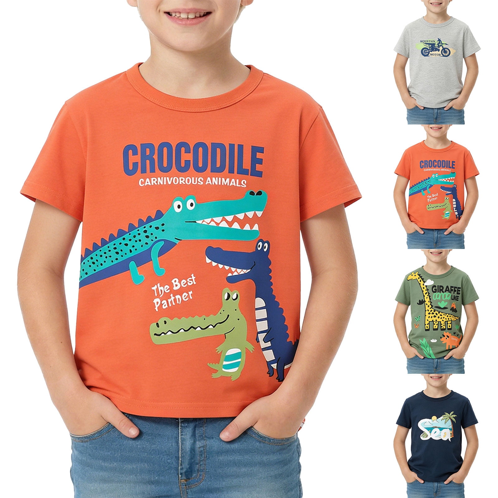 Boys Summer Fashions Boys' Giraffe,Dino,Animals, Coconut Tree, Moto ...