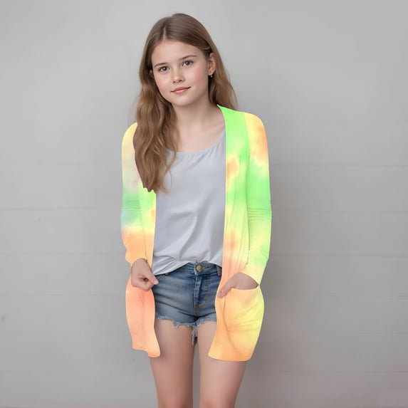 Boys Summer Jacket Girls Gradient Printed Open Front Cardigan with ...