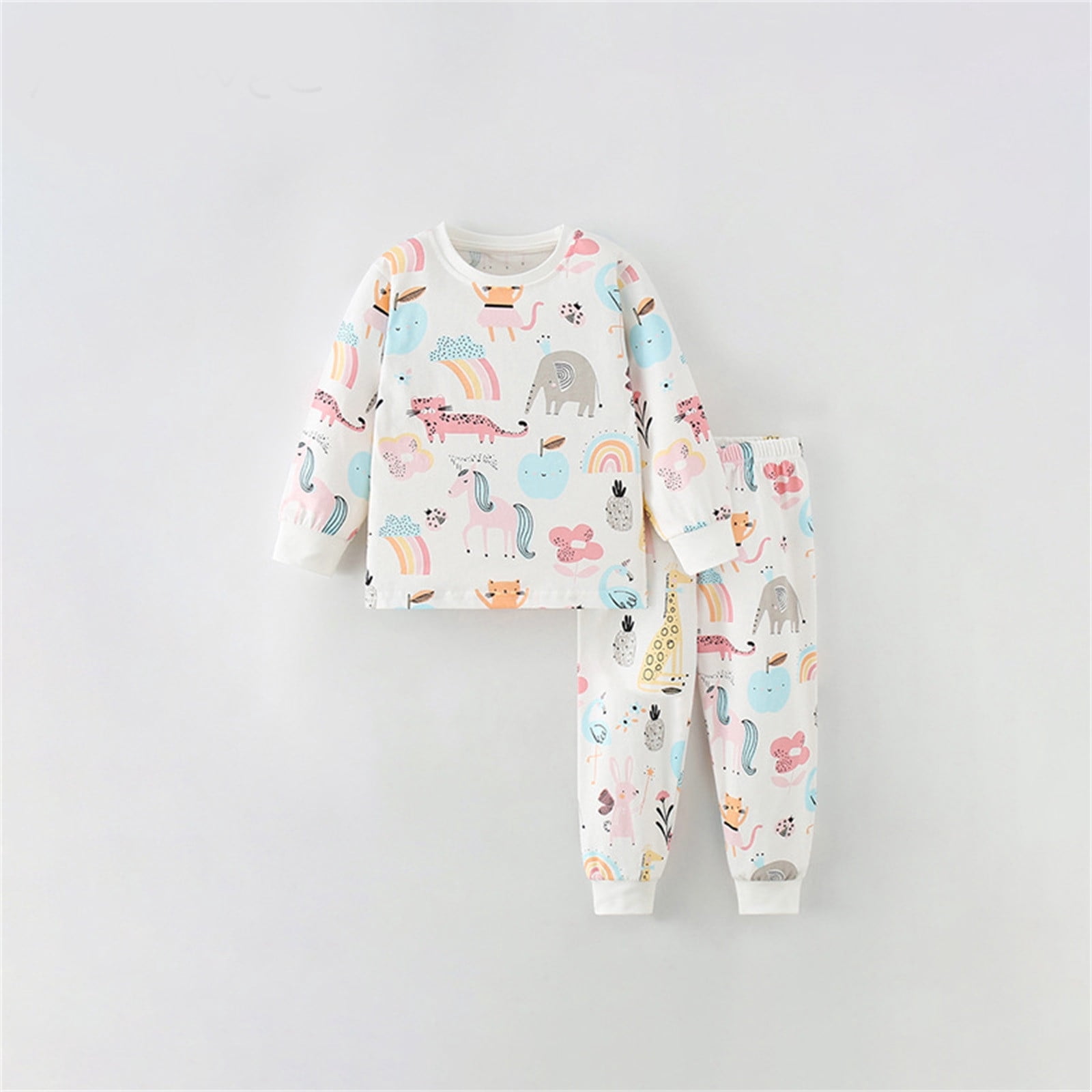 Boys Summer Outfits 2 Piece Cute Cartoon Print Long Sleeve Crewneck ...