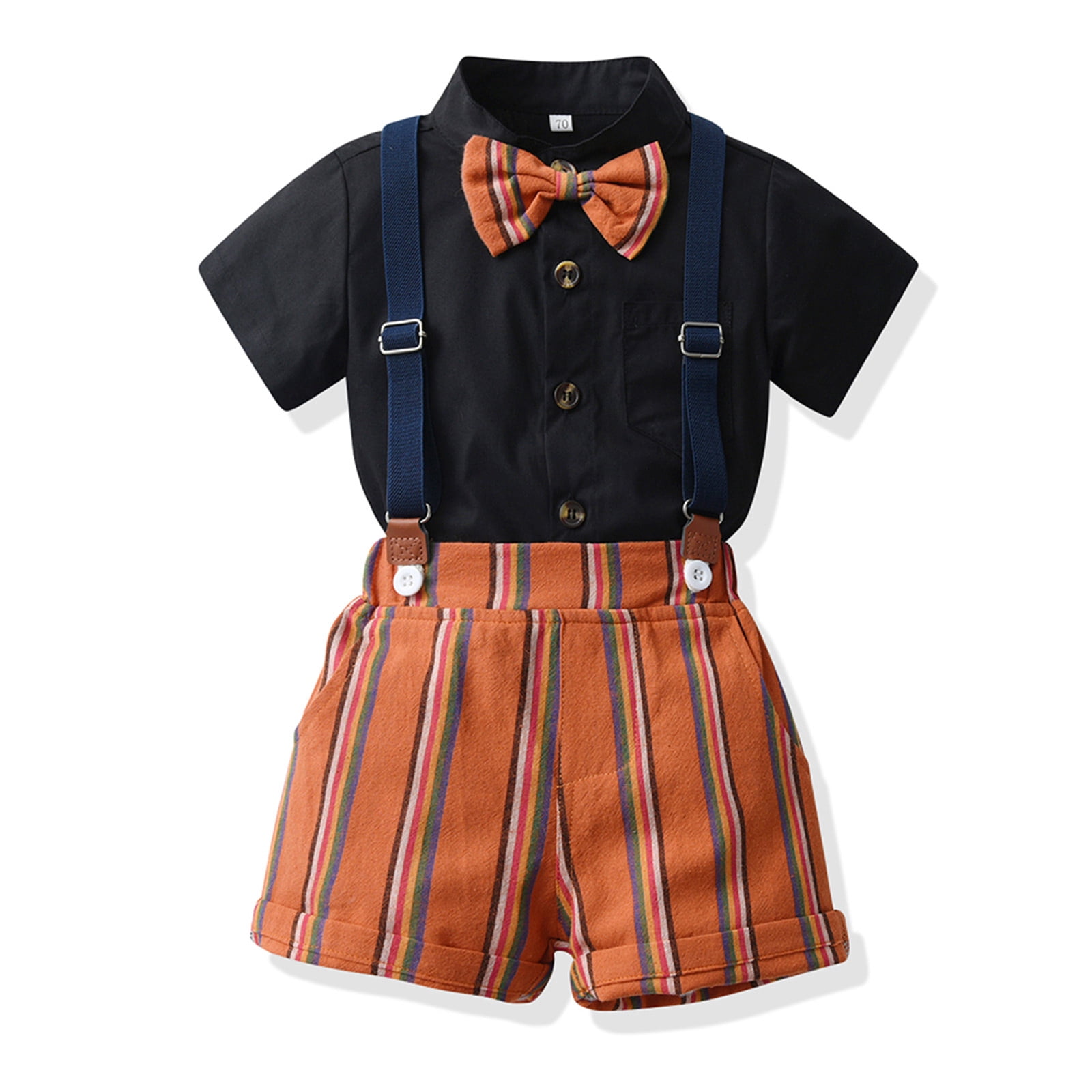 Boys Summer Outfits 3 Piece Solid Print Lapel Short Sleeve Top ...