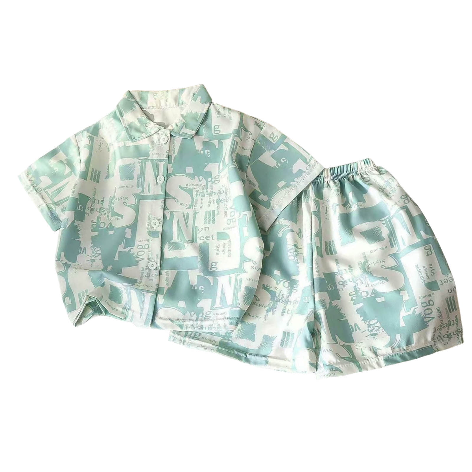 Boys Summer Outfits Beach Shirt And Shorts Sets Tree Print Button Up ...