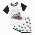 Boys Summer Outfits Cartoon Train Print Short Sleeve T-Shirt And Shorts ...