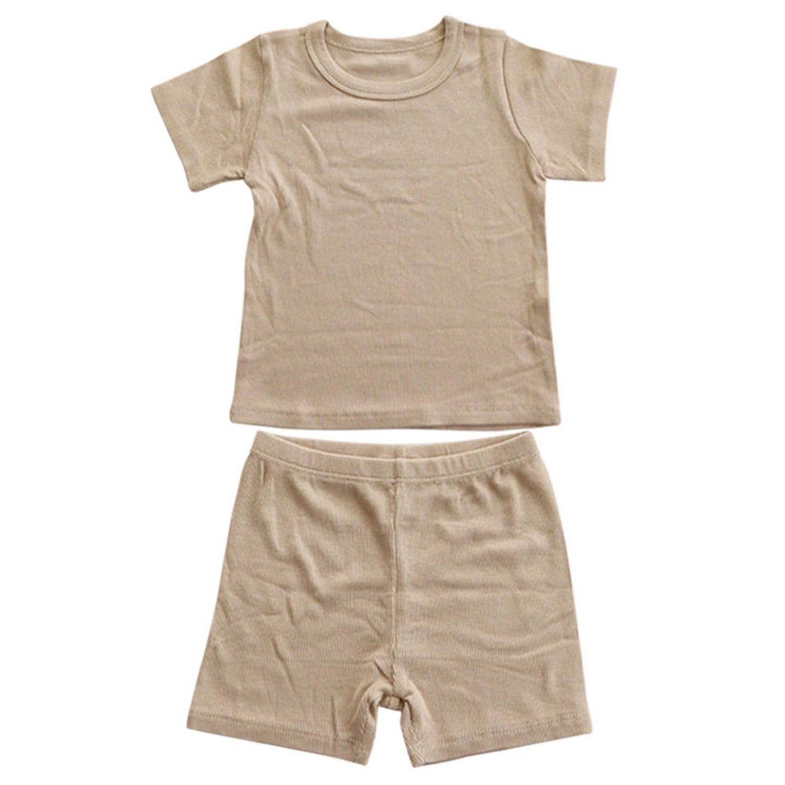 Boys Summer Outfits Kids Baby Summer Solid Color Ribbed Cotton Short ...