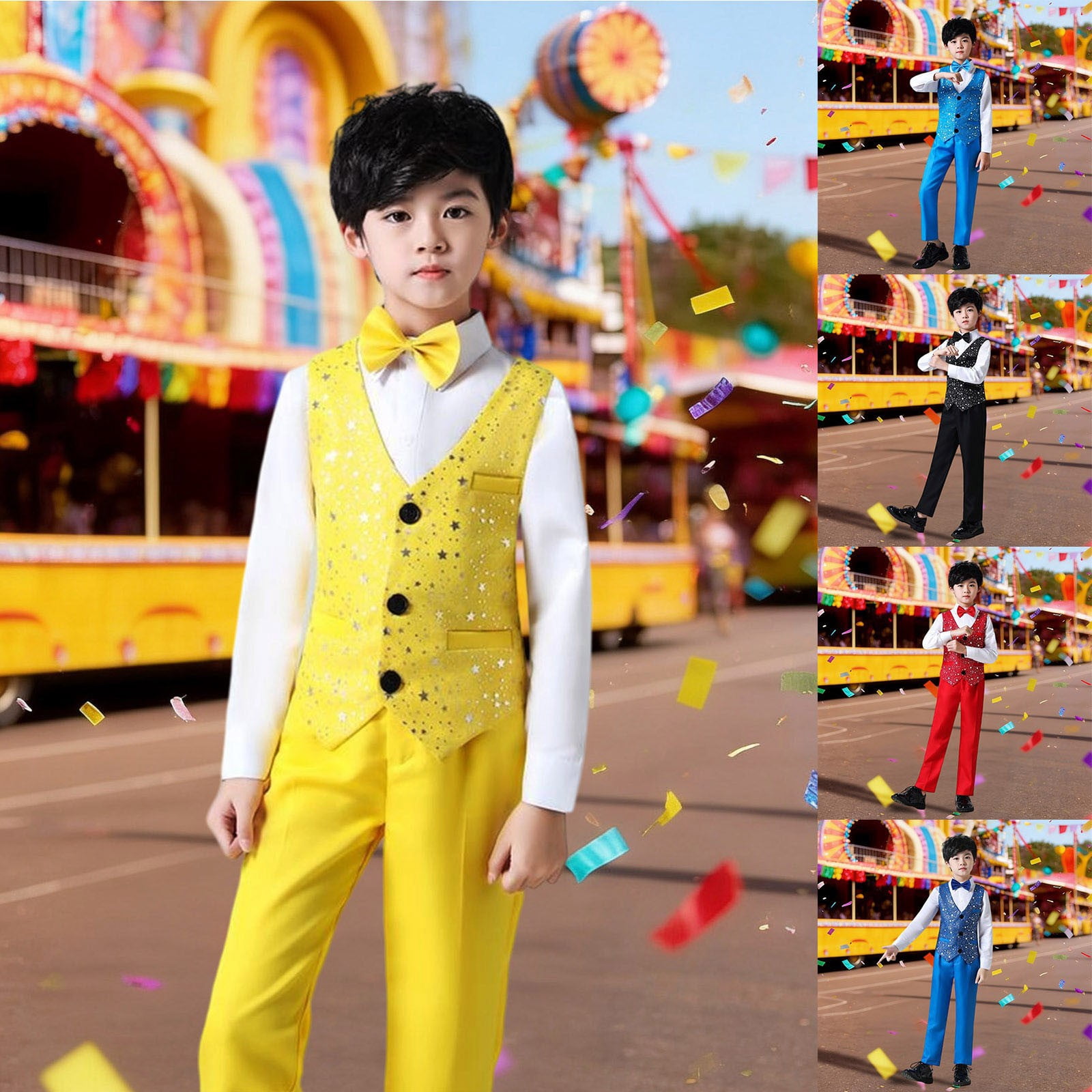 Boys Summer Outfits Long Sleeve Sequin Vest and Pants Holiday ...