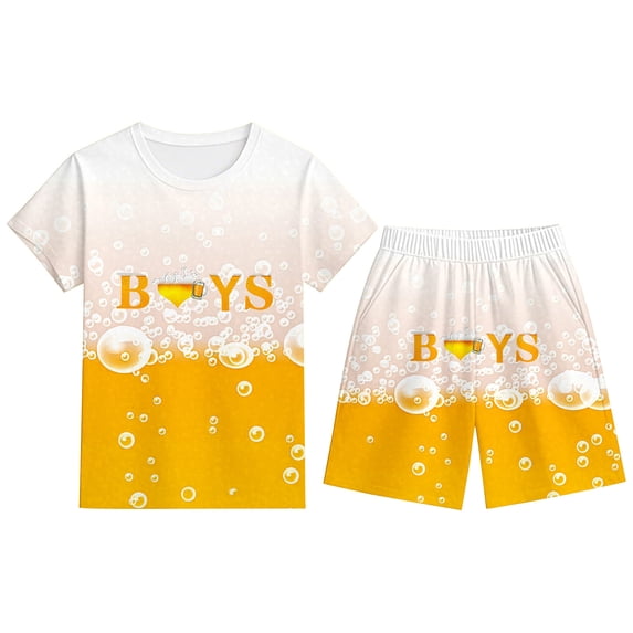 Boys Summer Outfits Sets Girls Festival Print Short Sleeve Short Pants ...