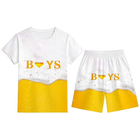Boys Summer Outfits Sets Girls Festival Print Short Sleeve Short Pants ...