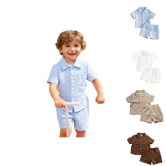 Boys Summer Outfits Short Sleeve Pocket Button down Shirt and Elastic ...