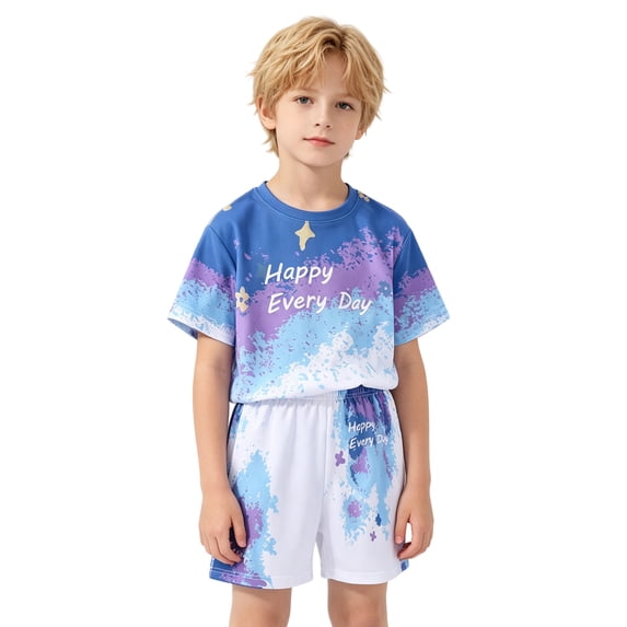 Boys Summer Outfits Size 4-5Y Kids Colorblock Short Sleeve Round Neck T ...