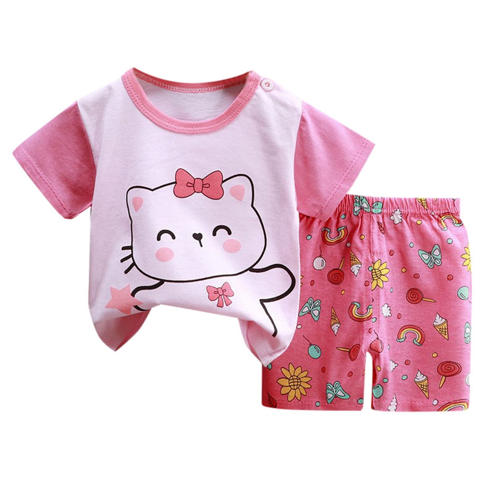 Boys Summer Outfits Summer Children Cartoon Short Sleeved Shorts ...