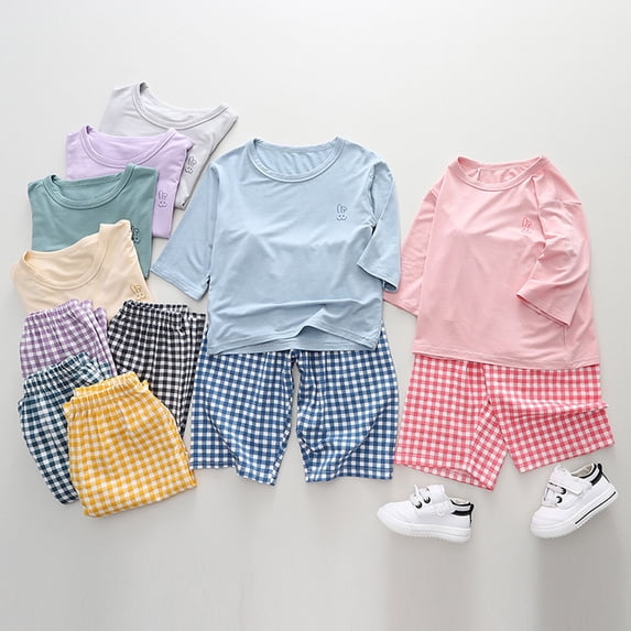 Boys Summer Outfits Summer Three Quarter Sleeve and Shorts Lightweight ...