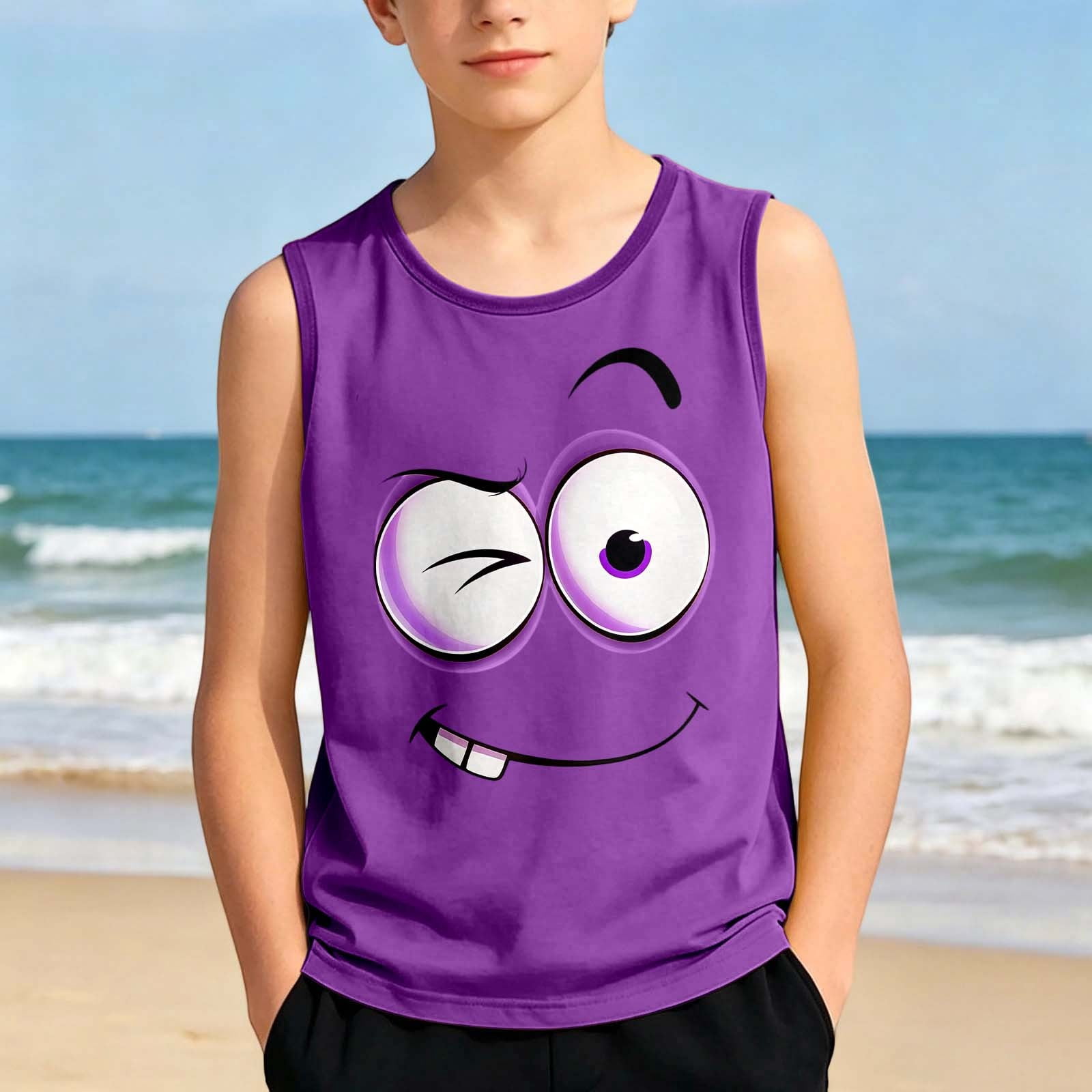 Boys Summer Print Beach Tank Top for Everyday Casual Wear Lightweight ...