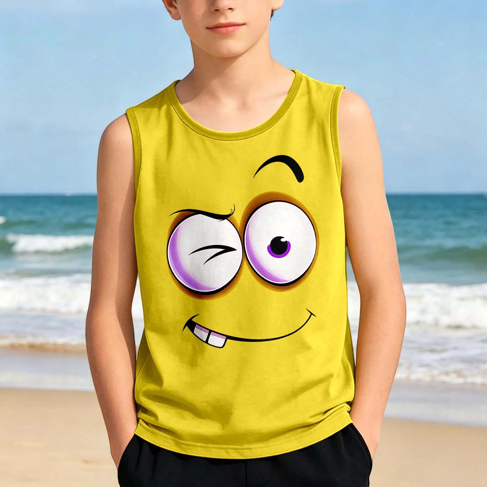 Boys Summer Print Beach Tank Top for Everyday Casual Wear Lightweight ...