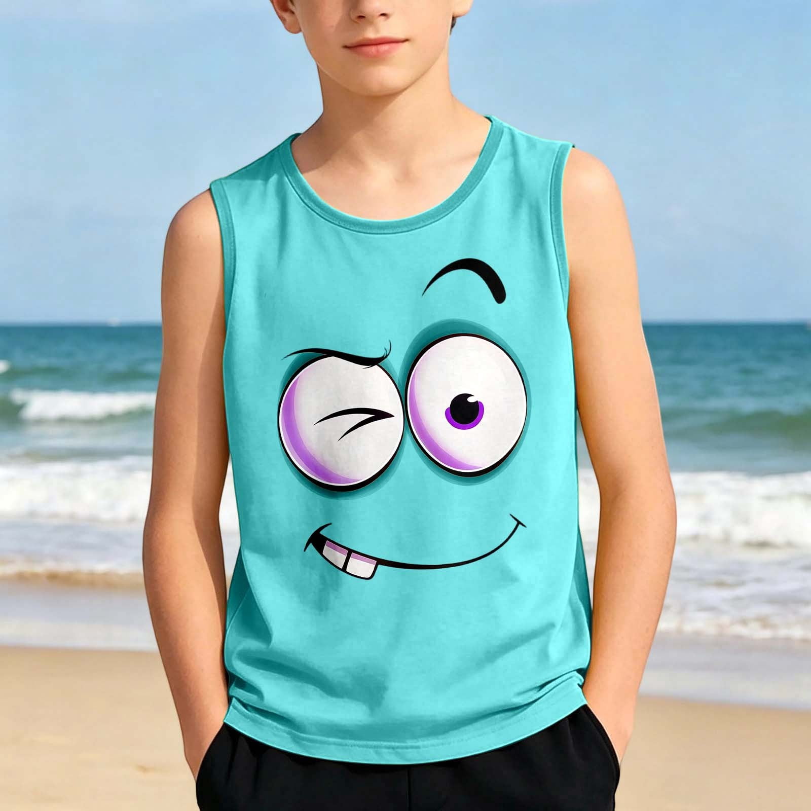 Boys Summer Print Beach Tank Top for Everyday Casual Wear Lightweight ...