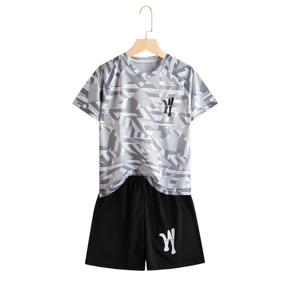Boys Summer Quick Drying Running Suit Short Sleeved T Shirt Shorts Two ...