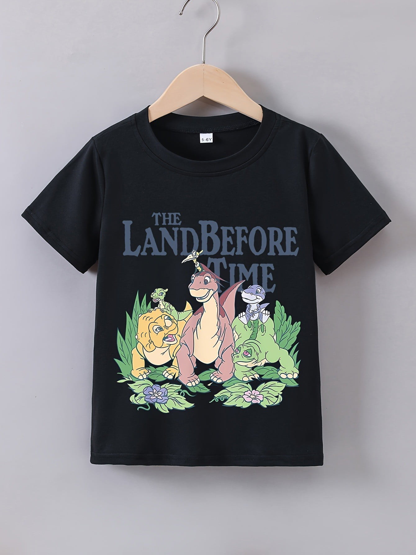 Boys' Summer Short-Sleeve Dinosaur Print T-Shirt - Round Neck, Cartoon ...