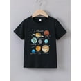 Boys Summer Short Sleeve T-Shirt, Cartoon Planet Letter Print, Casual ...
