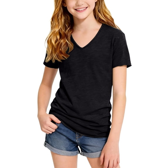 Boys Summer T-Shirts Short Sleeve V Neck Linen Shirt Kids Quick Dry ...