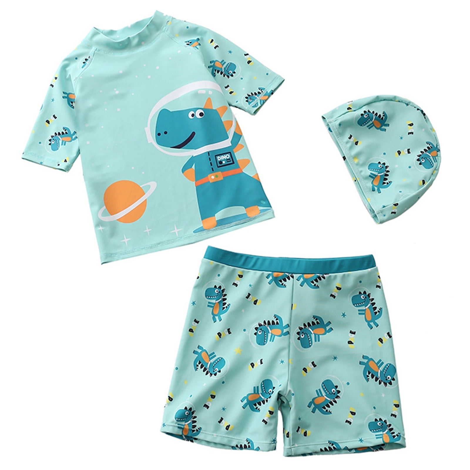 Boys Sun Swimwear Set Long Sleeve Rash Guard and Trunks UPF 50+ Two ...