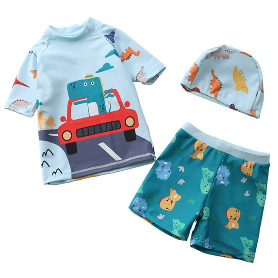 Boys Sun Swimwear Set Long Sleeve Rash Guard and Trunks UPF 50+ Two ...