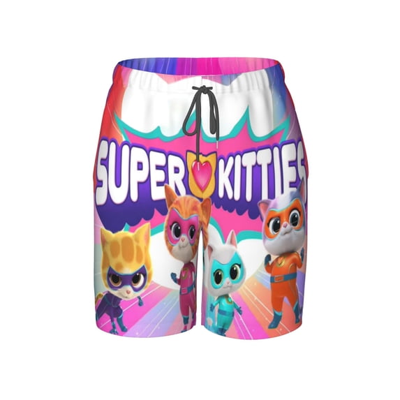 Boys Super Anime Kitty Swim Trunks With Mesh Liner Kids Cartoon Quick ...
