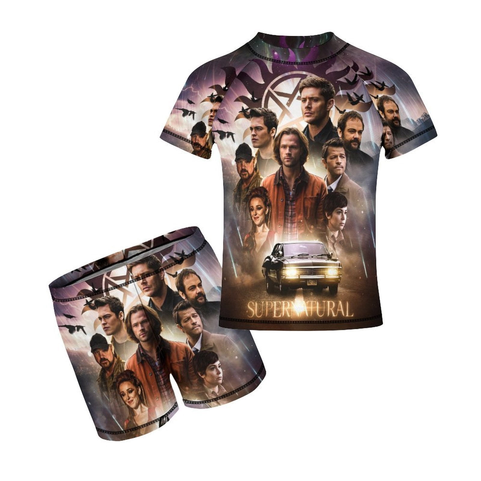 Boys Superna-Tura Rash Guard Set 2 Piece Swimsuits Short Sleeve Bathing ...