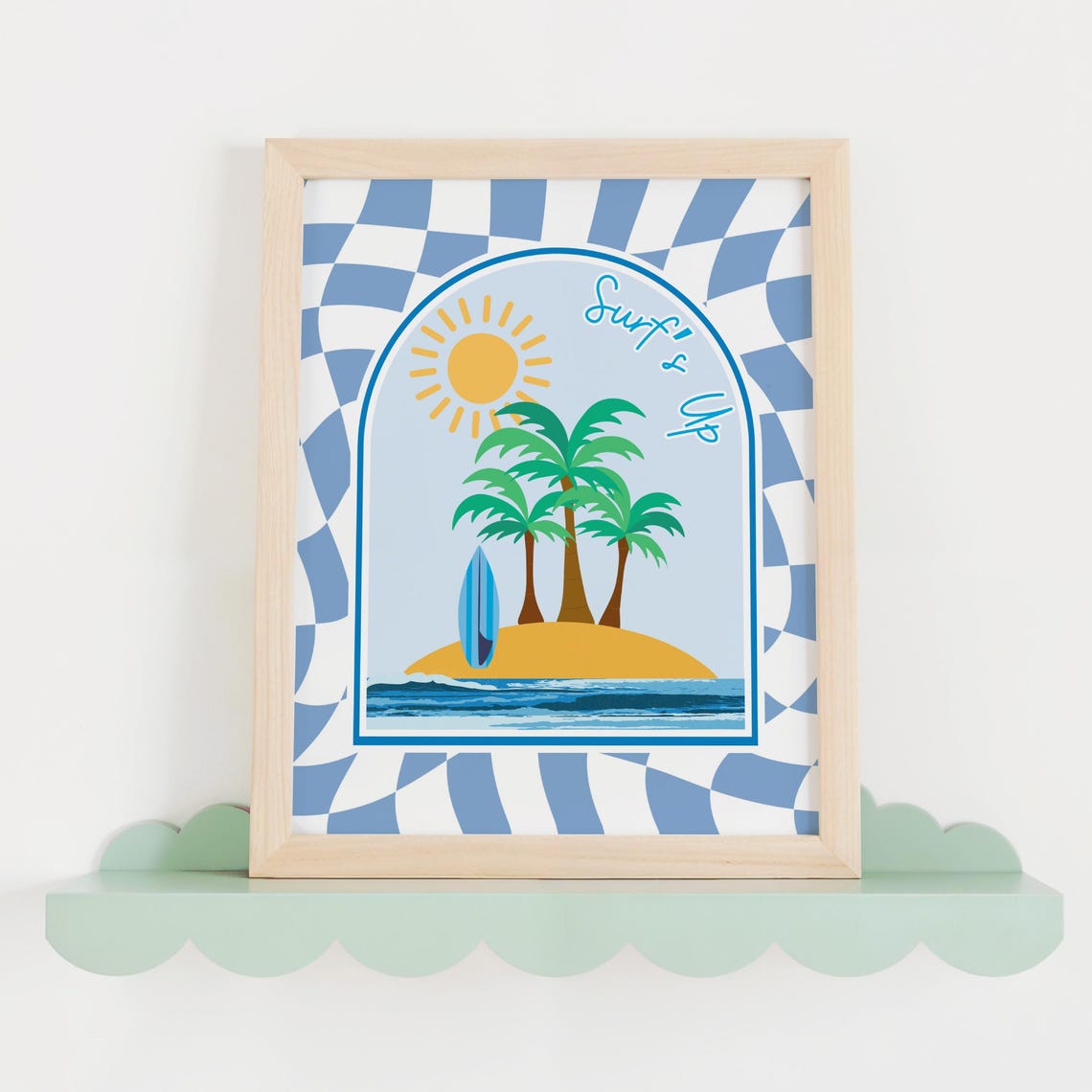 Boys Surfs Up Print, Coastal Nursery Decor, Surfy Kids Bedroom Wall Art ...
