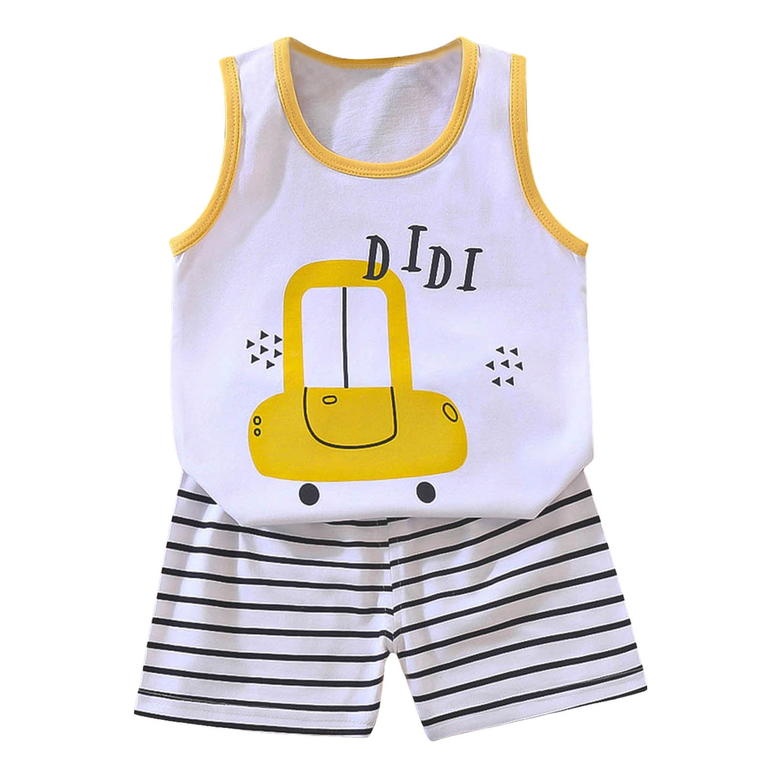Boys Sweat Suit 3M-6T Summer Cute Cartoon Graphic Sleeveless Cotton ...