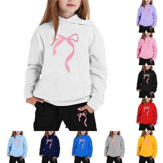 Boys Sweat Suit Bow Graphic Sweat Suits for Boys Sweatshirt and Sweatpant Jogger Set Loose Fit ...