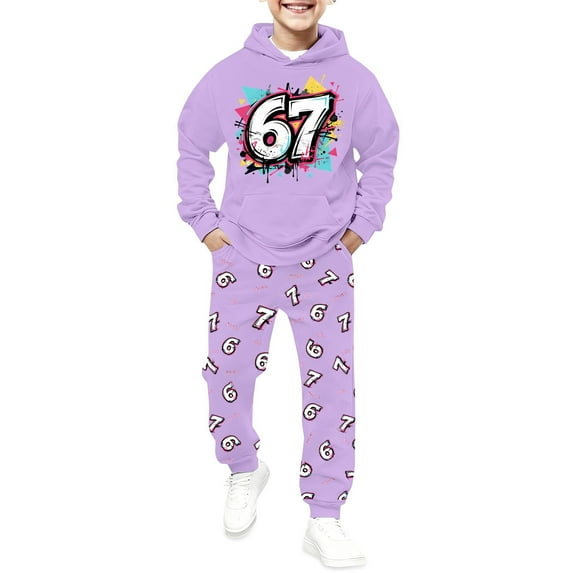 Boys Sweat Suit Winter Boys 2 Piece Fleece Sweatsuit Hooded Long Sleeve ...