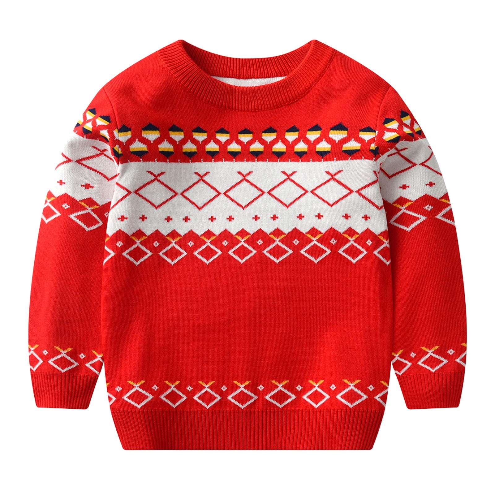 Boys Sweater Boys Girls Long Sleeve Knit Polyester Base Warm Sweater ...