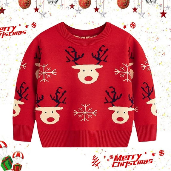 Boys Sweaters Toddler Boys Girls Christmas Cartoon Warm Knitted Sweater ...