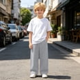 Boys Sweatpants Wide Leg Size 5-15Y Korean Style Side Seam Straight ...