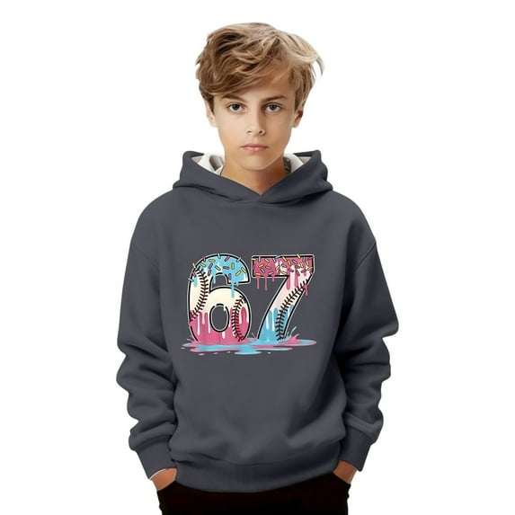 Boys Sweatshirt 67 Number Ice Cream Drip Print Hoodies Funny Pullover ...
