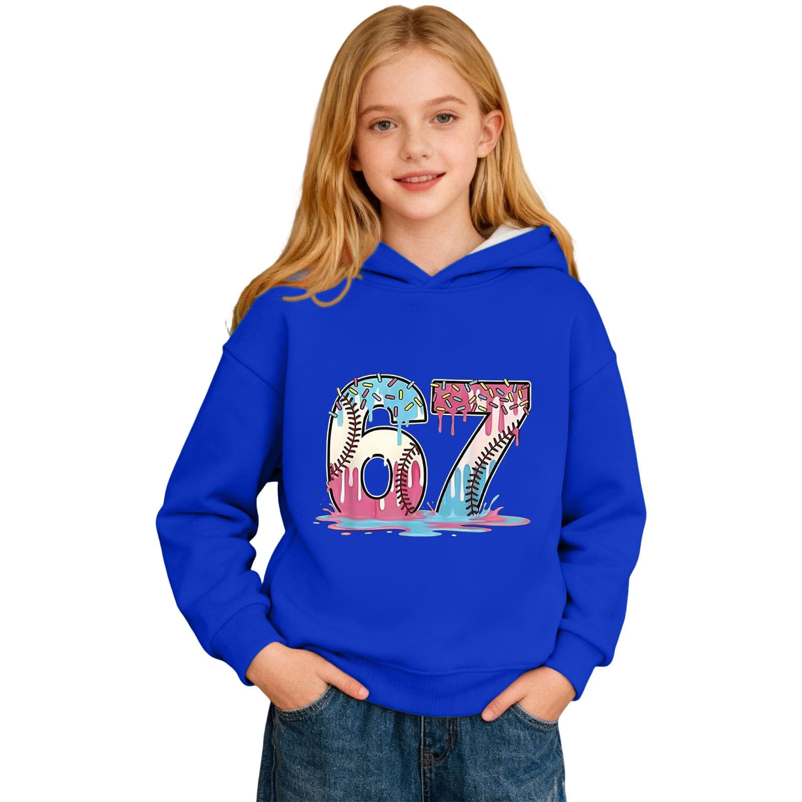 Boys Sweatshirt 67 Number Ice Cream Drip Print Hoodies Funny Pullover ...