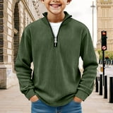 Boys Sweatshirt Kids Quarter Zip Up Sweatshirts Solid Color Pullover ...