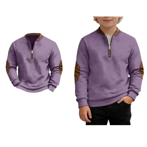 Boys Sweatshirt Long Sleeve Color Block Boys Half Zip Sweatshirt ...
