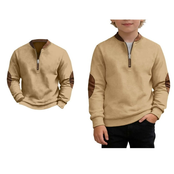 Boys Sweatshirt Long Sleeve Color Block Kids Half Zip Sweatshirts Fall ...
