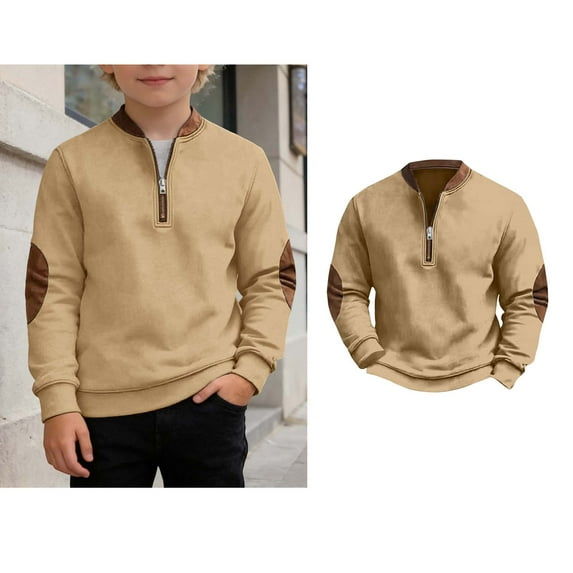 Boys Sweatshirts Long Sleeve Color Block Boys Half Zip Sweatshirt ...