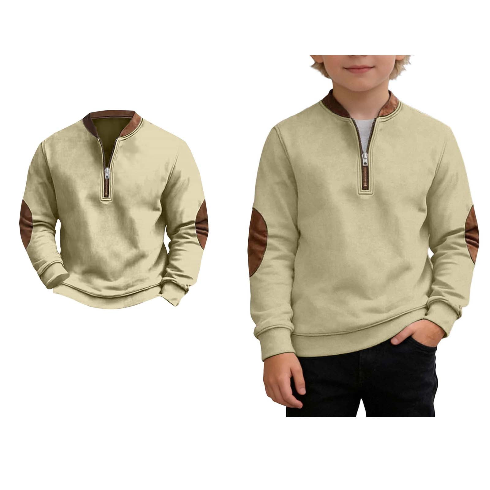 Boys' Sweatshirts Long Sleeve Color Block Kids Half Zip Sweatshirts ...