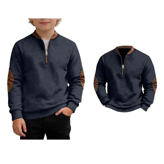 Boys Sweatshirts Long Sleeve Color Block Kids Half Zip Sweatshirts ...