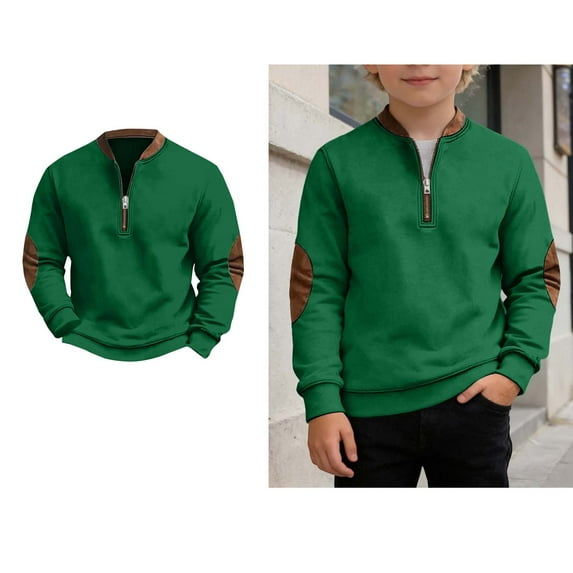 Boys' Sweatshirts Long Sleeve Color Block Sweatshirt with Zipper ...