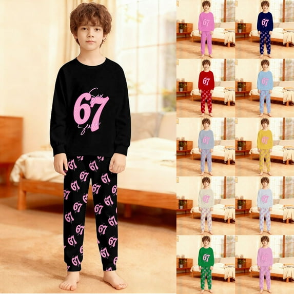 Boys Sweatsuit 67 Print Sweatshirts Pants Soft Rap Party Loungewear ...