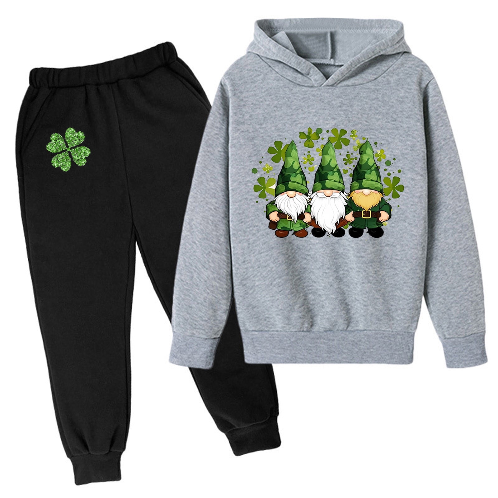 Boys Sweatsuit Set Kids Shamrock Sweatsuit Hooded Long Sleeve Sweatpant ...