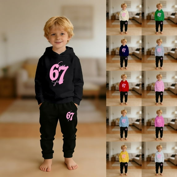 Boys Sweatsuit Six Seven Graphic Hoodie Pants Cute Casual Rap Music ...