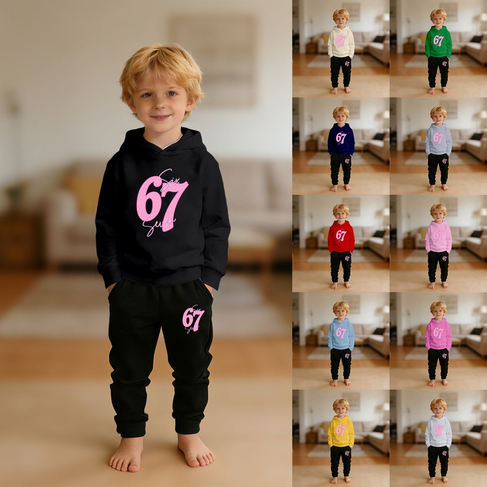 Boys Sweatsuit Six Seven Graphic Hoodie Pants Cute Casual Rap Music ...