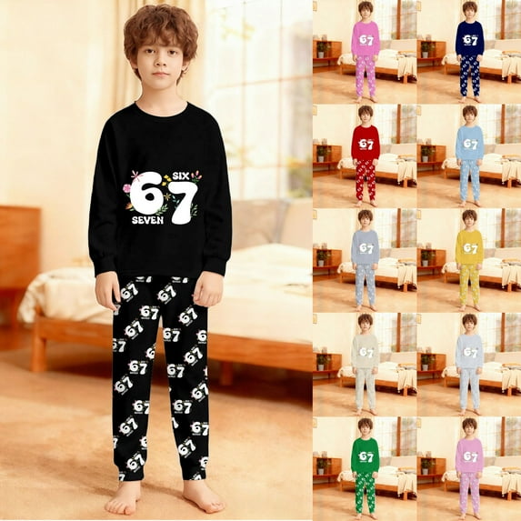 Boys Sweatsuit Six Seven Print Sweatshirts Pants Comfortable Hip Hop ...