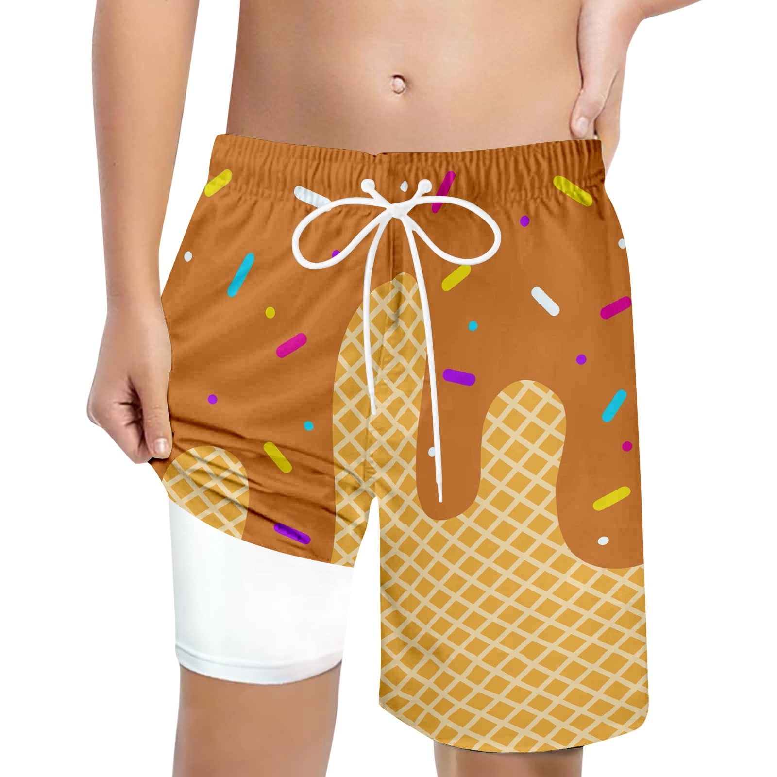 Boys Swim Bathing Trunks Ice Cream Boys Swim Trunks with Compression ...