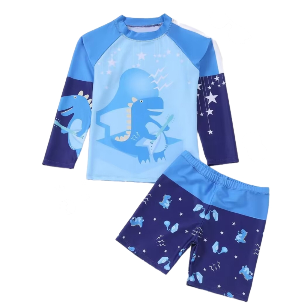 Boys Swim Set Kids Long Sleeve Rashguard Swimsuit with Swimming Trunk ...