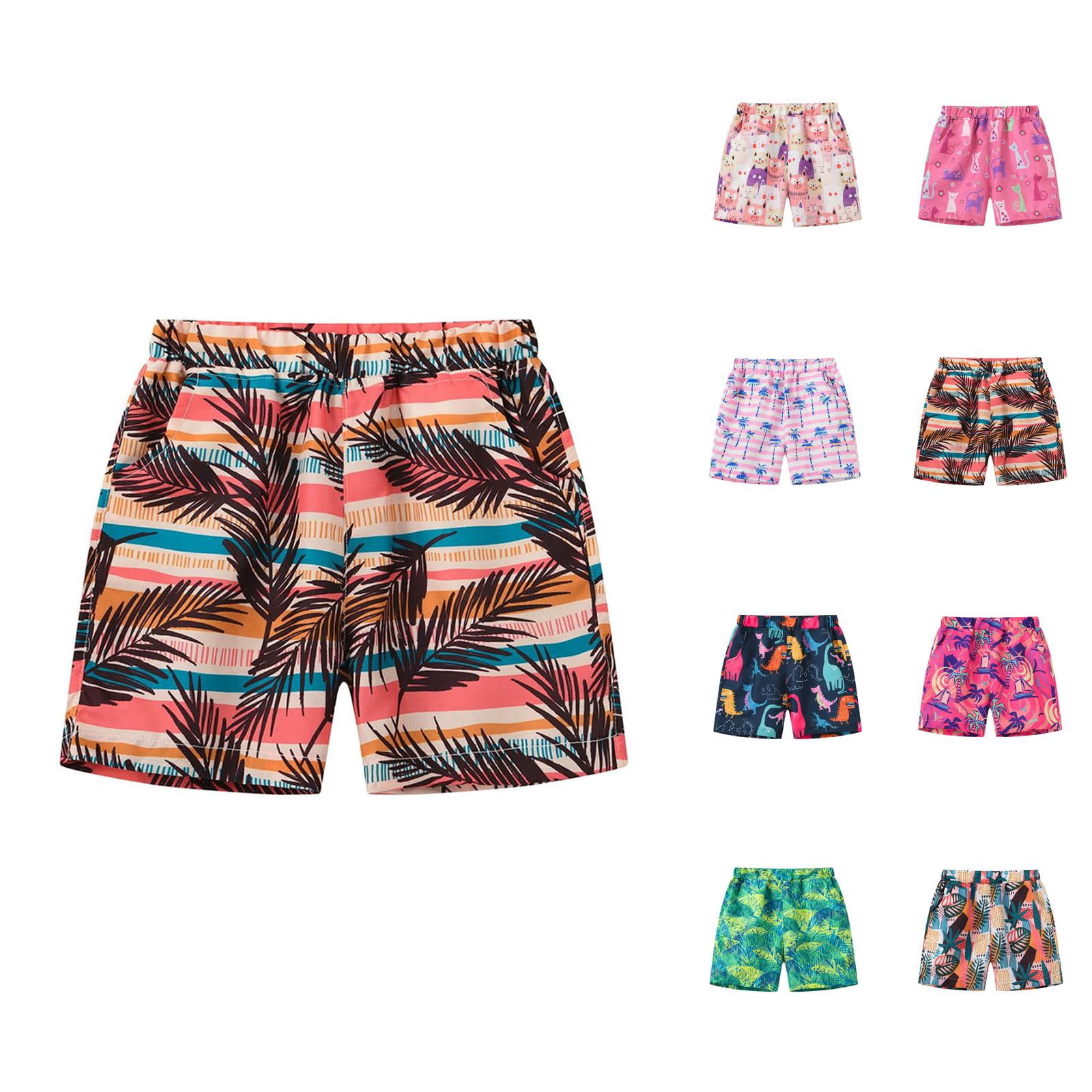 Boys Swim Shorts Hawaiian Style Beach Swim Trunks Lightweight Elastic ...
