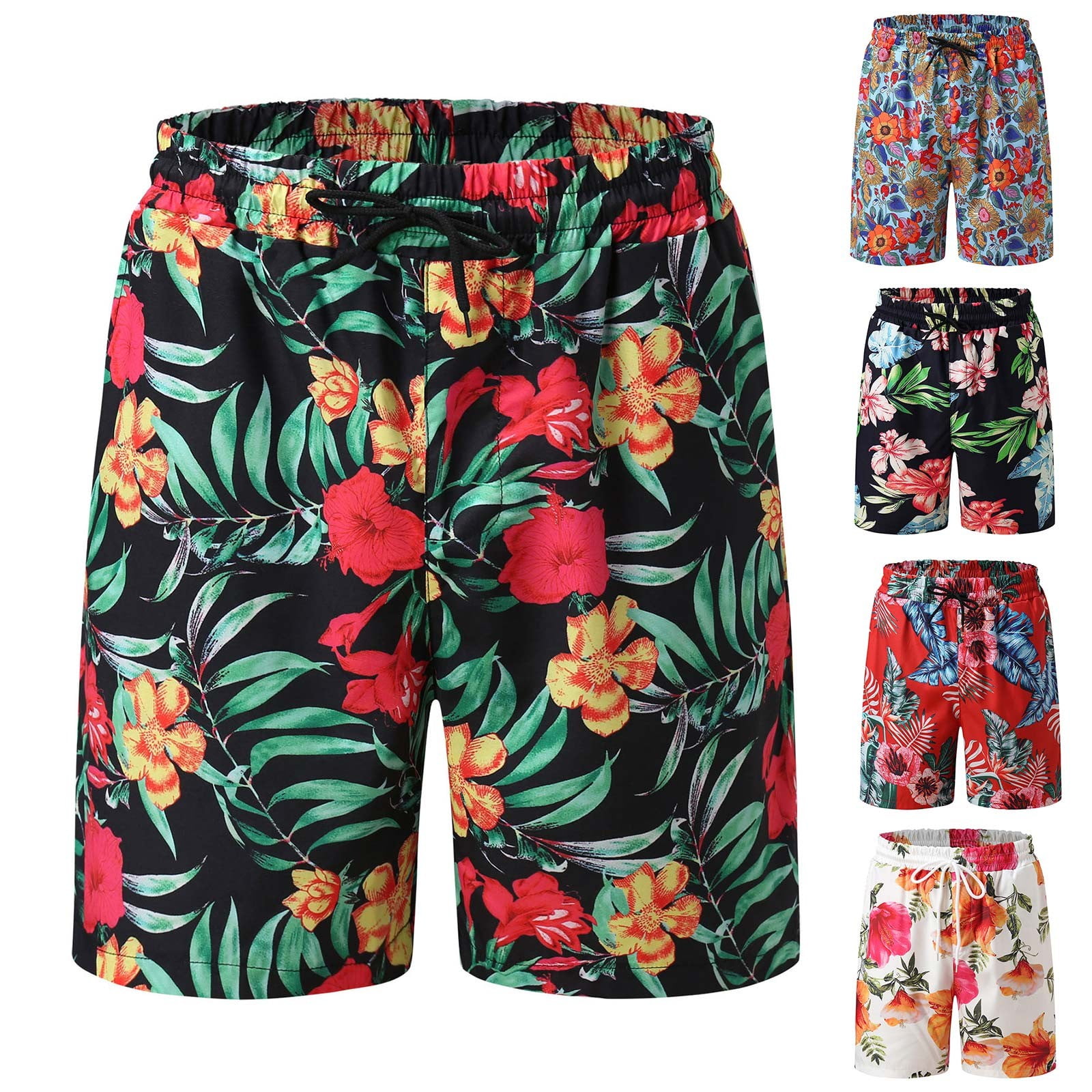 Boys Swim Shorts Short Leisure Party Trouser Hawaii Print Laceup Loose ...